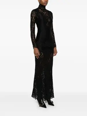 Rabanne Floral Lace Appliqué Maxi Dress - Black