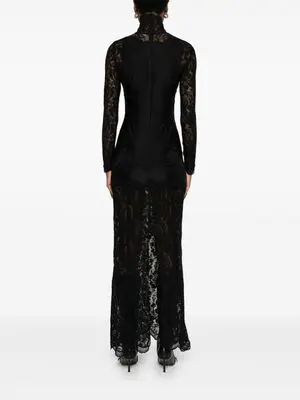 Rabanne Floral Lace Appliqué Maxi Dress - Black