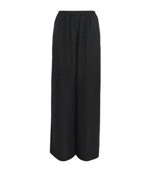 Eskandar Silk Flared Trousers - Black