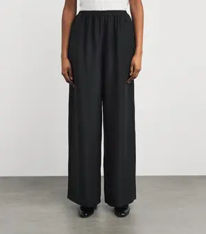 Eskandar Silk Flared Trousers - Black