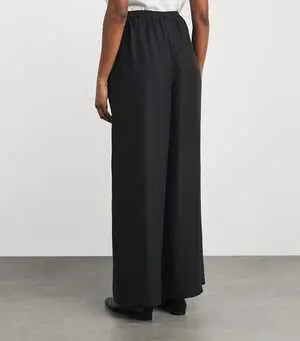 Eskandar Silk Flared Trousers - Black