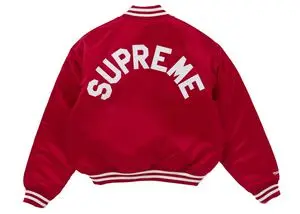 Supreme Mitchell & Ness Satin Varsity Jacket - Red