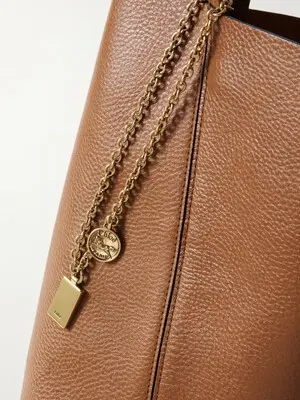 Chloé Spin Embellished Textured-leather Tote - Brown