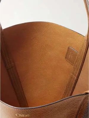 Chloé Spin Embellished Textured-leather Tote - Brown