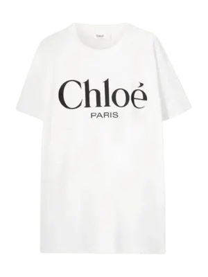 Chloé Printed Cotton-jersey T-shirt - White