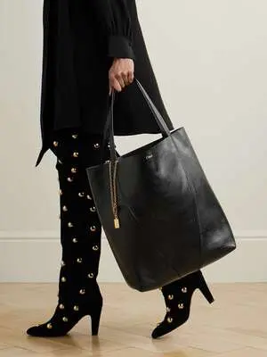 Chloé Spin Paneled Textured-leather Tote - Black
