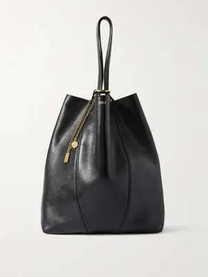 Chloé Spin Paneled Textured-leather Tote - Black