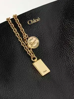 Chloé Spin Paneled Textured-leather Tote - Black