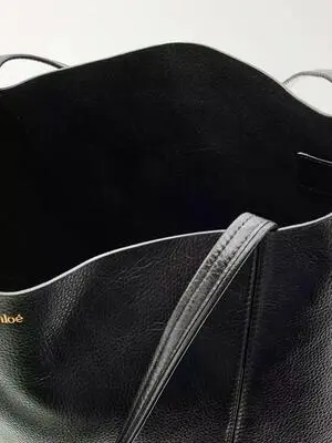 Chloé Spin Paneled Textured-leather Tote - Black