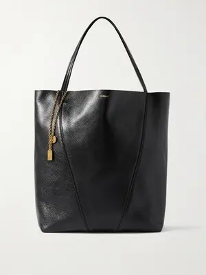 Chloé Spin Paneled Textured-leather Tote - Black