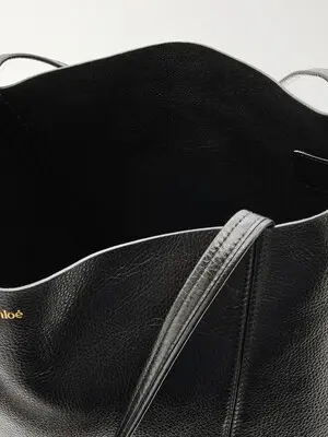 Chloé Spin Paneled Textured-leather Tote - Black