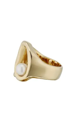 Marina Moscone Pearl Signet Ring - Gold