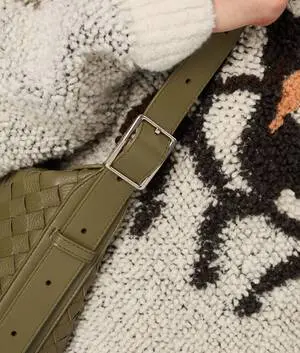 Bottega Veneta Intrecciato Deer Small Traveler Hobo Bag - Algae