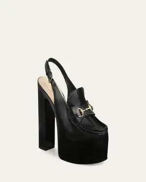Gucci Ottavia Leather Platform Loafer Pumps