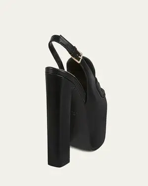 Gucci Ottavia Leather Platform Loafer Pumps