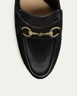 Gucci Ottavia Leather Platform Loafer Pumps