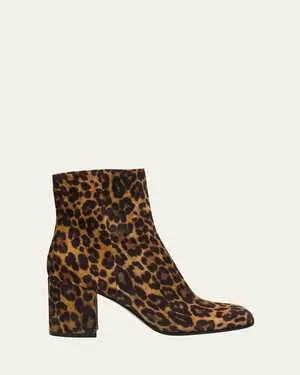 GIANVITO ROSSI Joelle Leopard Suede Ankle Boots