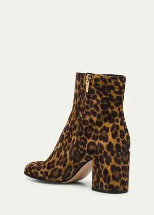 GIANVITO ROSSI Joelle Leopard Suede Ankle Boots