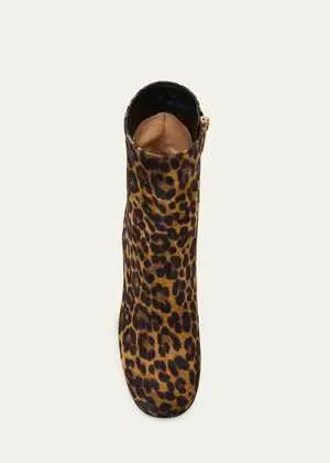 GIANVITO ROSSI Joelle Leopard Suede Ankle Boots