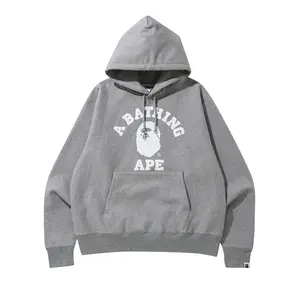 A BATHING APE Relaxed Classic College Pullover Hoodie - Grey