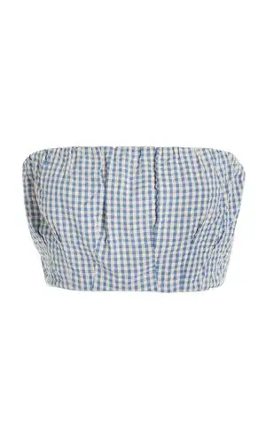 Posse Mira Gingham Crop Top Blue