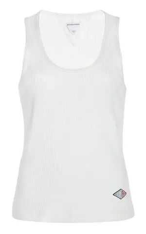 Bottega Veneta Ribbed Cotton Jersey Tank Top - White