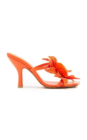 Bottega Veneta Adam Flower-detailed Leather Sandals - Orange