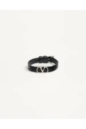 Valentino Garavani Vlogo Signature Grainy Calfskin Bracelet - Black