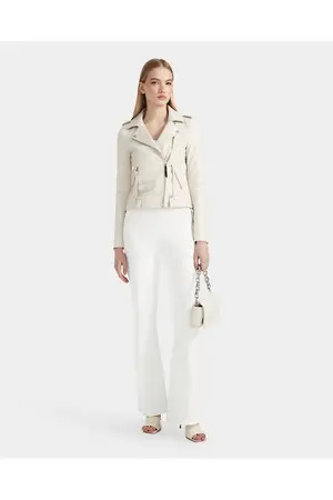 Rudsak Lambskin Leather Biker Jacket - White