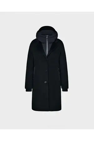 Rudsak Wool Coat With Leather Sleeves