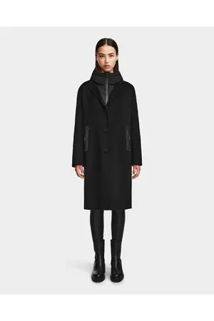Rudsak Wool Coat With Leather Sleeves