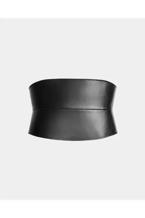 Rudsak Lea Wide Leather Waist Belt - Black