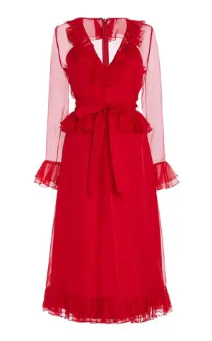 Valentino Garavani Silk-organza Dress - Red