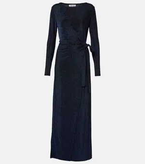Diane Von Furstenberg Simona Lame Wrap Dress - Blue