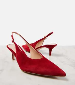 GIANVITO ROSSI Robbie Suede Slingback Pumps - Red