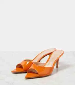 GIANVITO ROSSI Patent Leather Mules - Orange