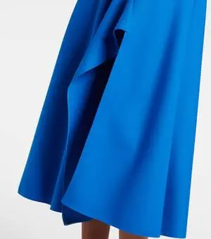 Oscar De La Renta Draped Wool-blend Midi Dress - Blue