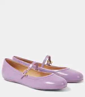 GIANVITO ROSSI Patent Leather Mary Jane Flats - Purple