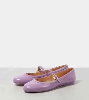 GIANVITO ROSSI Patent Leather Mary Jane Flats - Purple