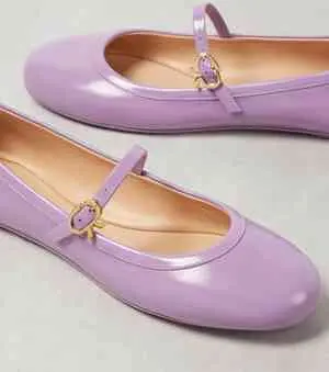 GIANVITO ROSSI Patent Leather Mary Jane Flats - Purple
