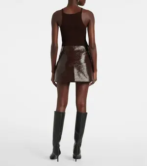 COURREGES Coated Cotton-blend Miniskirt