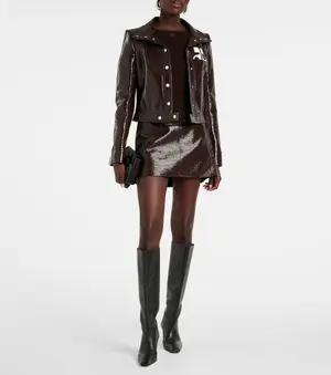 COURREGES Coated Cotton-blend Miniskirt