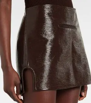 COURREGES Coated Cotton-blend Miniskirt