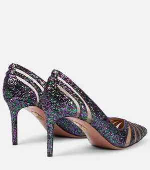 AQUAZZURA Spy 75 Glitter Mesh Pumps