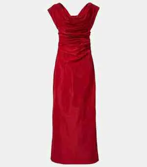 Staud Andrea Taffeta Midi Dress - Red