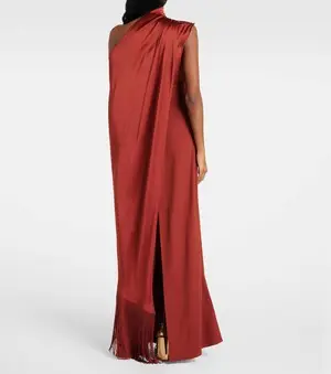 TALLER MARMO Berenson Fringed One-shoulder Gown - Orange