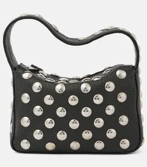 Khaite Elena Small Studded Leather Shoulder Bag - Black