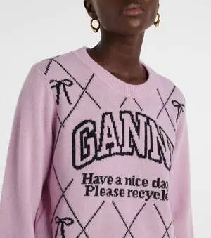 GANNI Logo Intarsia Wool-blend Sweater