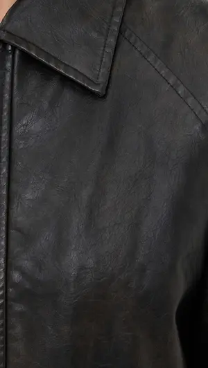 Lioness Faux Leather Bomber Jacket - Onyx