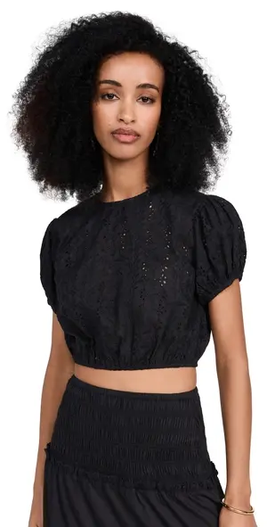 Playa Lucila Eyelet Crew Top